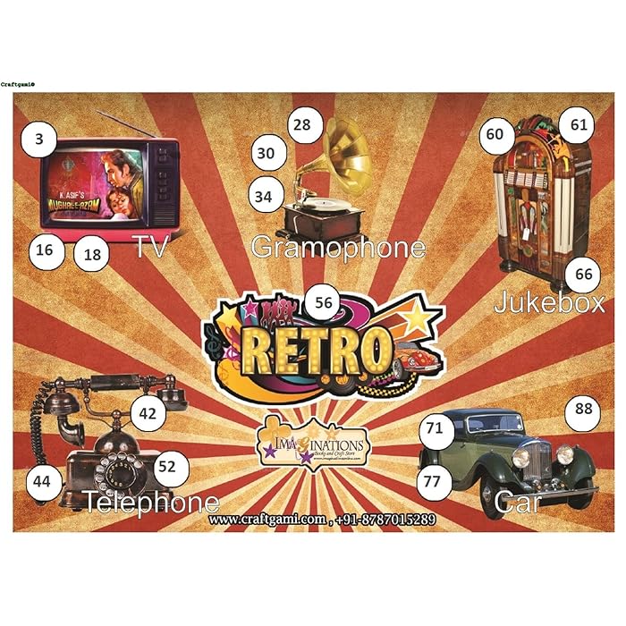 Buy Craftgami - Retro Theme Tambola Tickets - Housie Tickets (24 ...