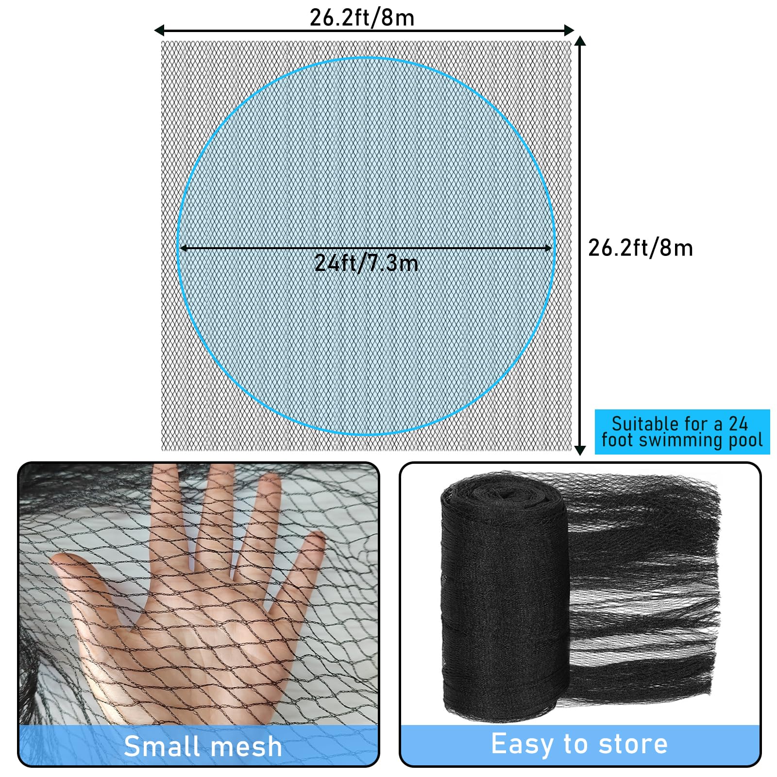 Snapklik.com : 24 Feet Round Pool Leaf Net Cover For Above Ground Pool ...