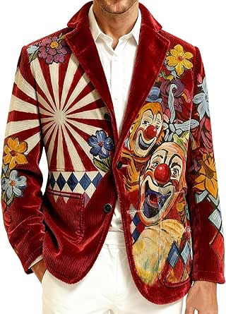 Men's Corduroy Jacket - Carnival Costume Jacket Red White Striped ...