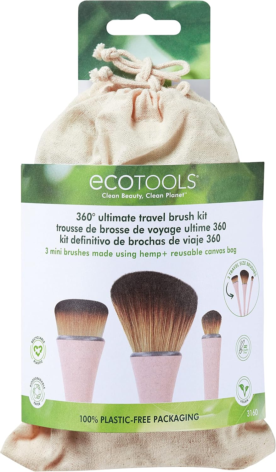 EcoTools 360 Ultimate Compact Hemp Makeup Brush Set with + Makeup ...