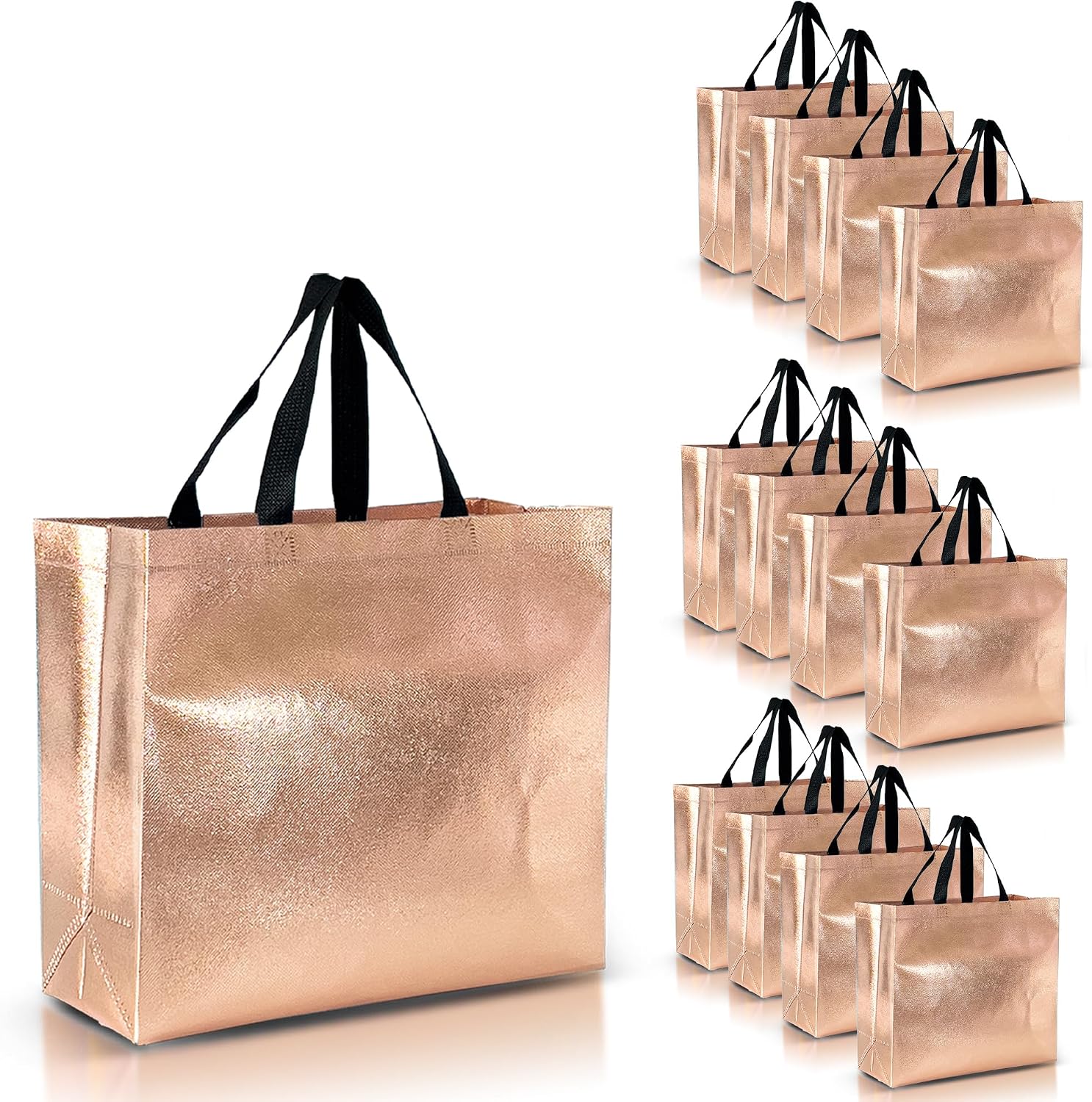 Amazon.com: Nush Nush Rose Gold Gift Bags Large Size in Bulk – Set of ...
