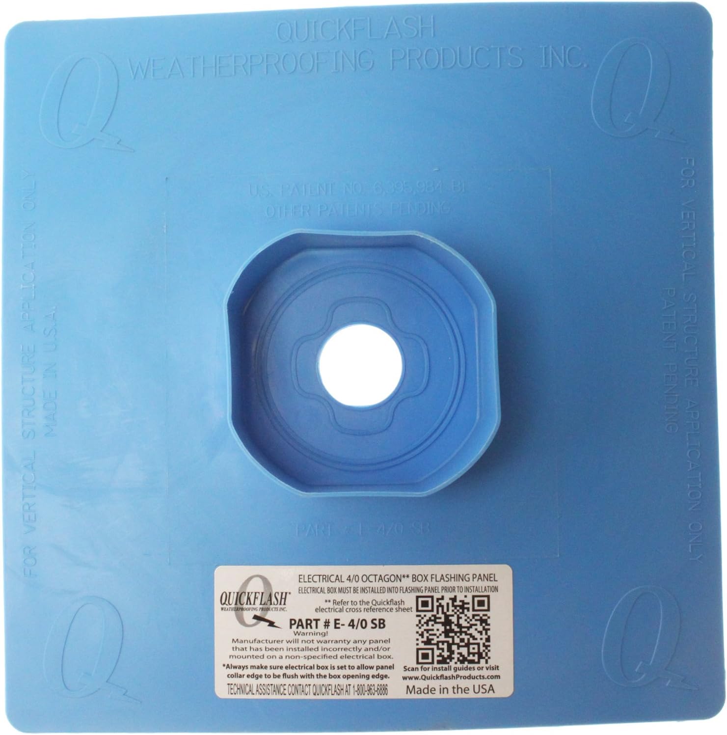 Quickflash E-4/0-SB Electrical 4/0 Octagon Steel Box Flashing Panel ...