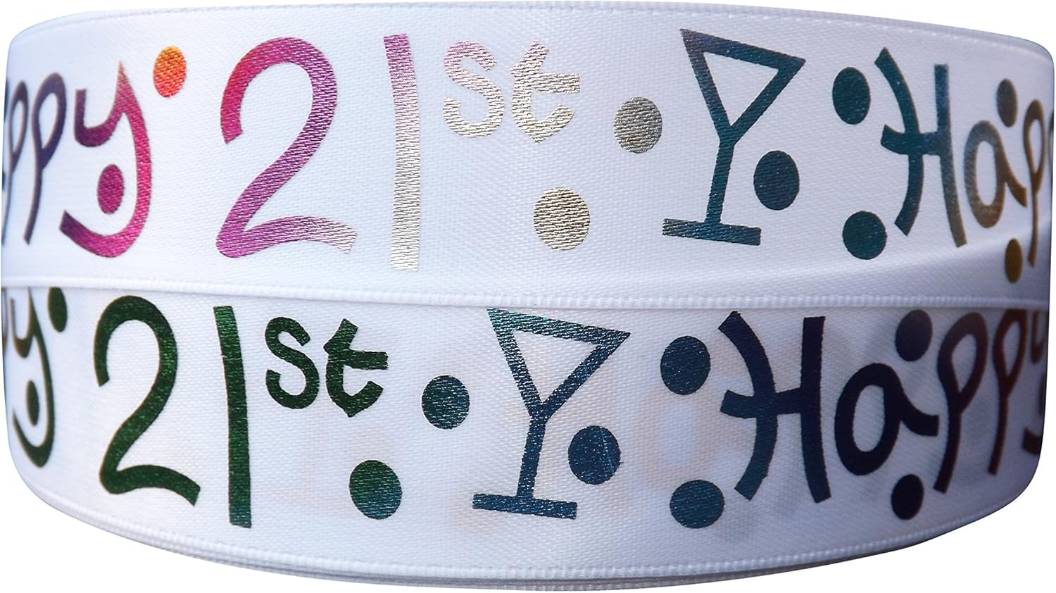 Luxury Double Faced Satin 2m x 25mm Happy 21st Birthday Ribbon for CAKE ...