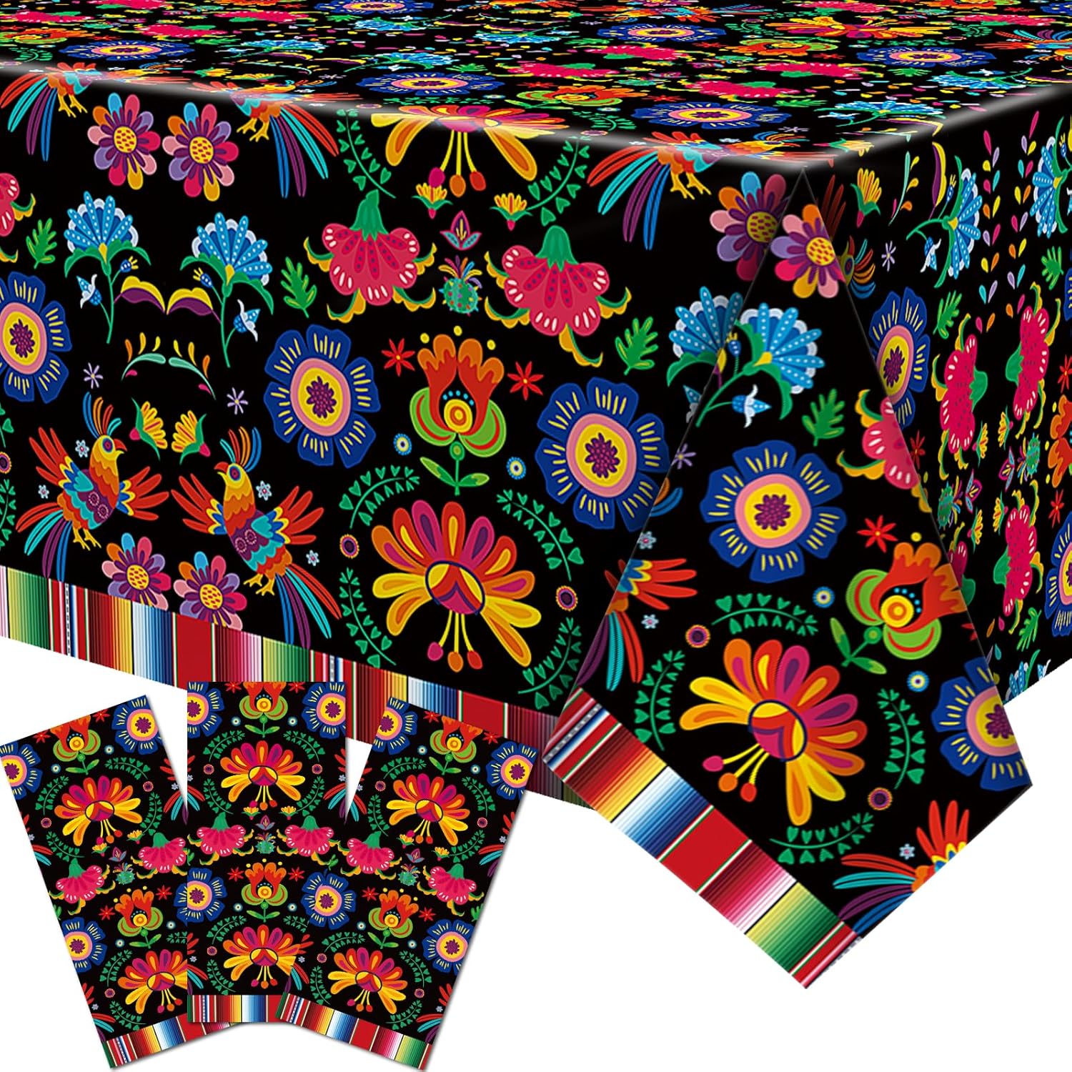 Amazon.com: 3 Pieces 54 x 108 Inches Mexican Fiesta Plastic Tablecloth ...