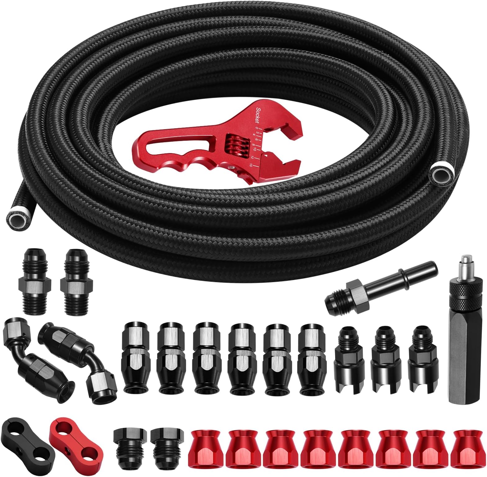 Amazon.com: 3/8 6AN 20FT Fuel Line Hose Kit, Stainless Steel Braided ...