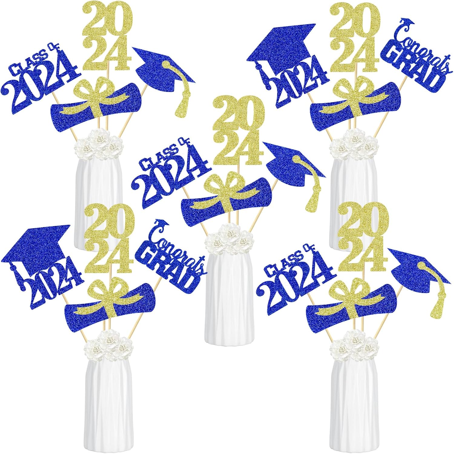 Blue and Gold 2023 Graduation Centerpiece Sticks Graduation Party ...