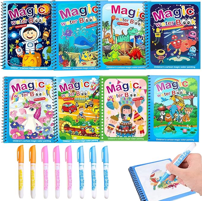 8 Stück Wassermalbuch,Wasser Malbuch,Water Magic Magisches Book ...