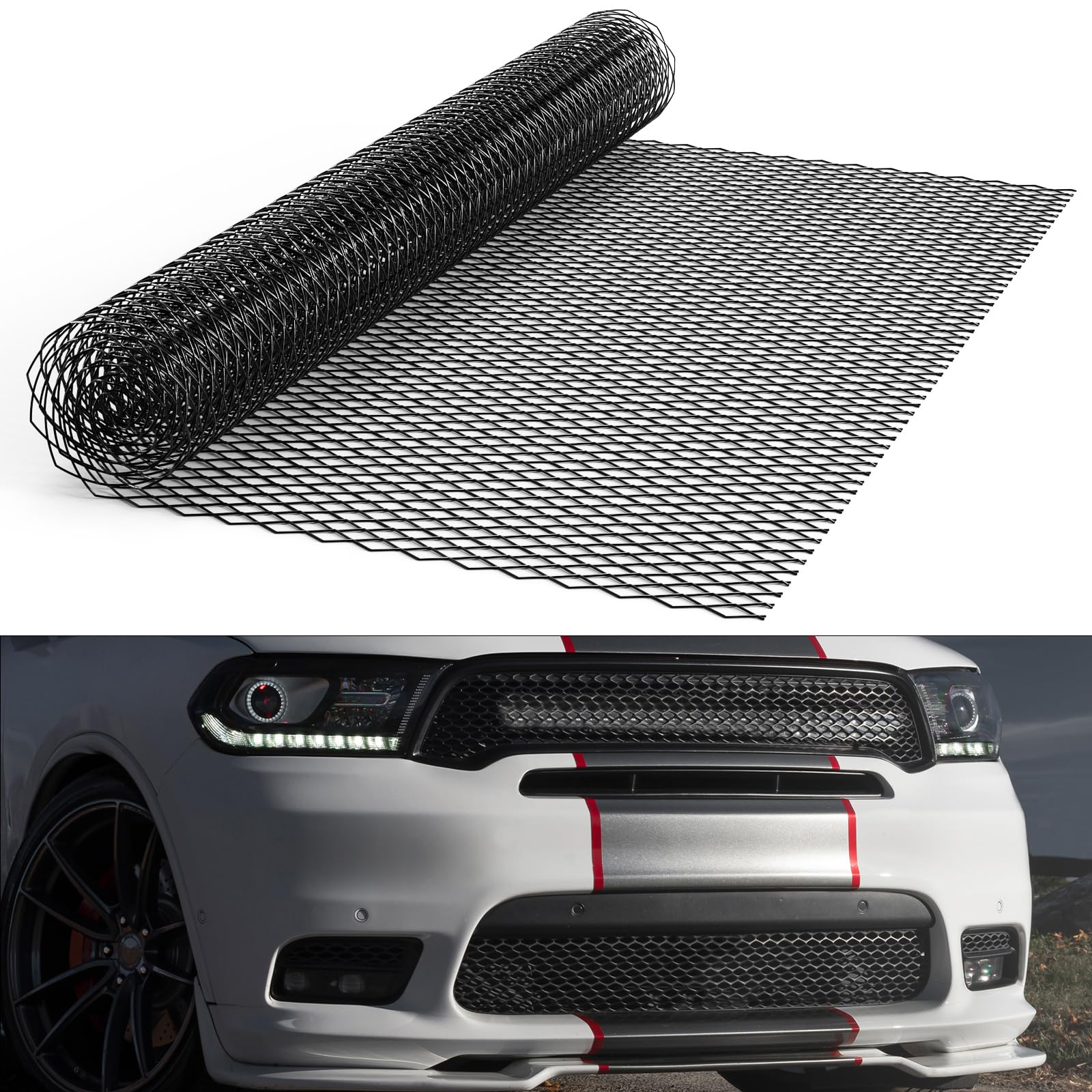 Amazon.com: GOSCHE Universal 40"x13" Car Grill Mesh, 100x33 cm ...