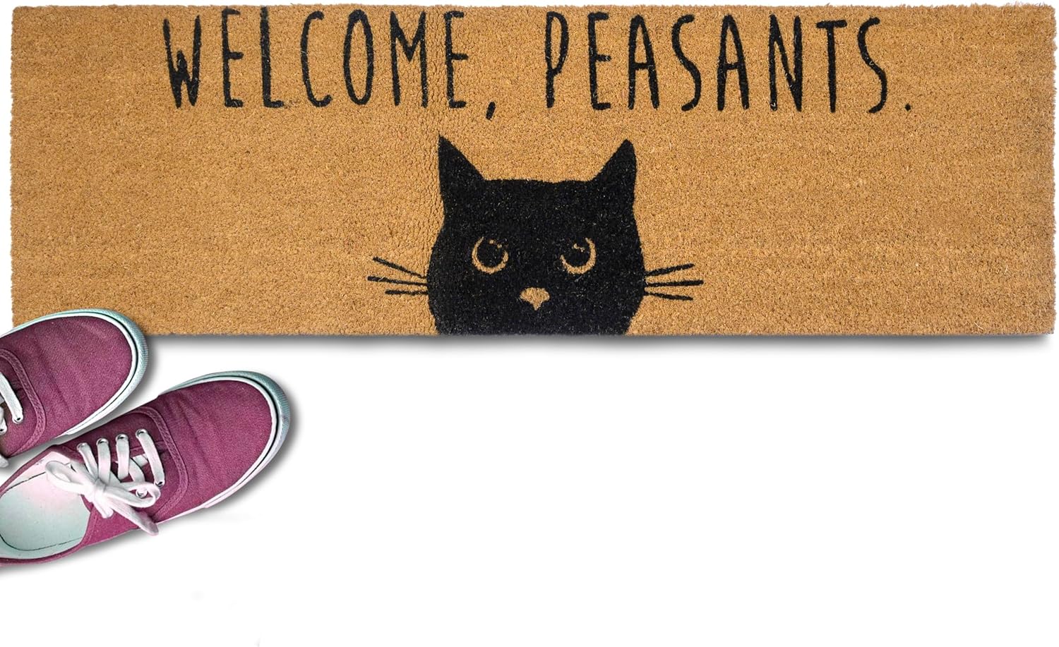 Amazon.com: Welcome Peasants Cat Doormat 50x15 Inch, Black Cat Gift ...