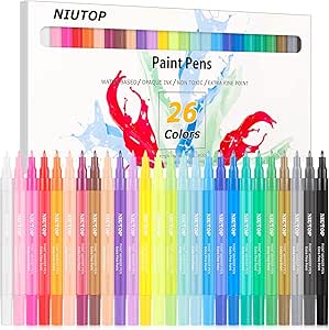 Amazon.com: Niutop 24 Colors Paint Pens, Extra Fine Point Nylon Tip ...