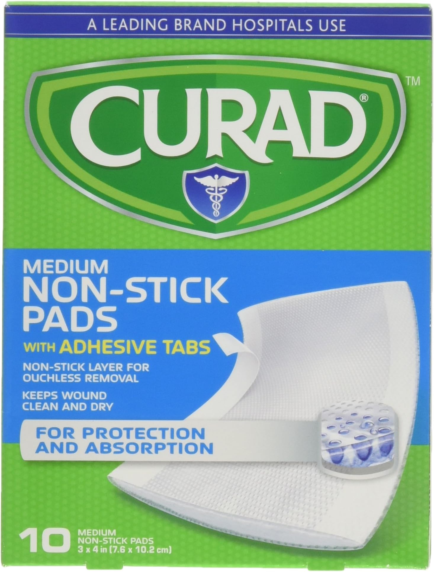 Amazon.com: Curad Non-Stick Pads, 3 Inches X 4 Inches 10 Count : Health ...