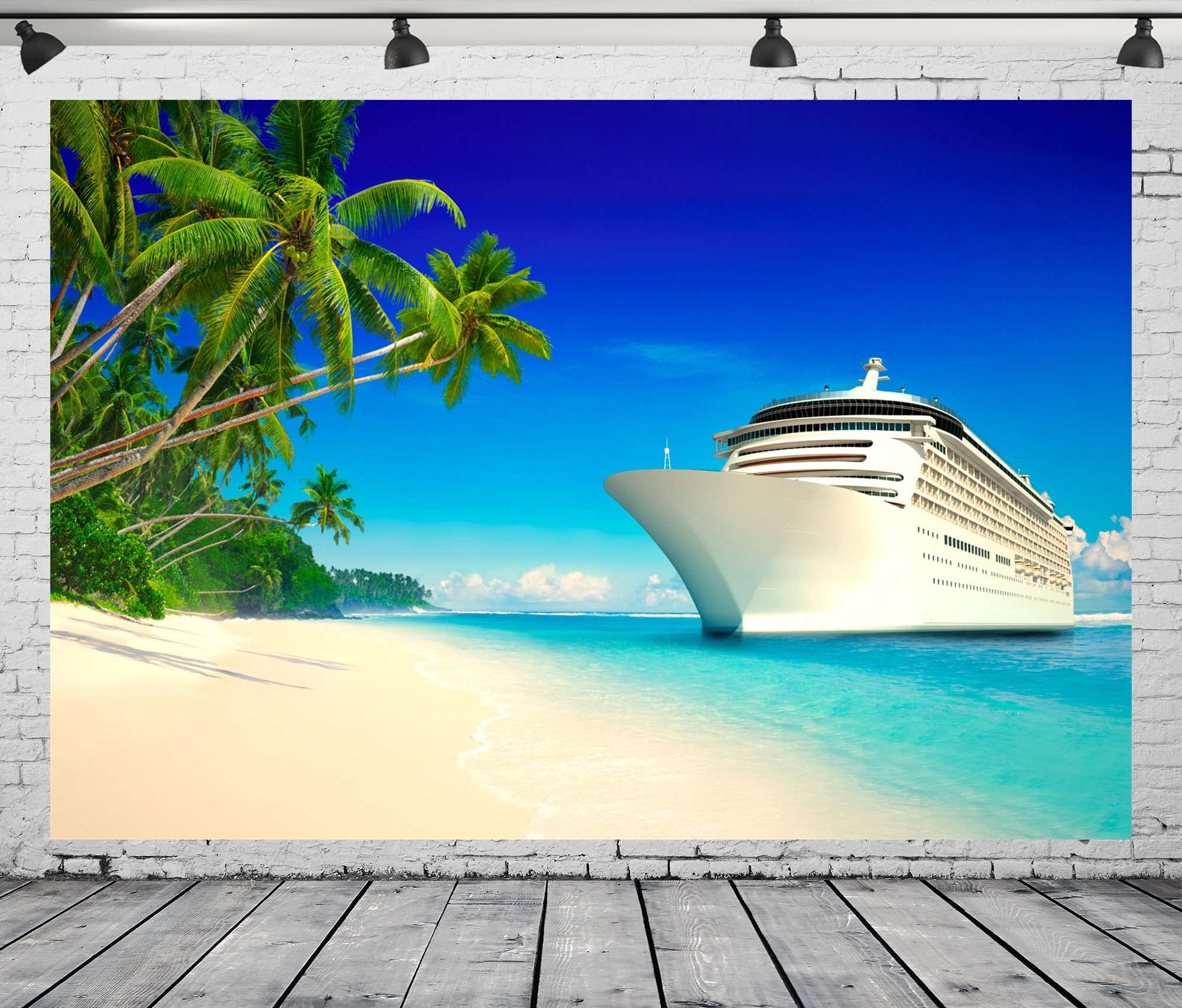 Cruise Ship Tropical Ocean Port Palm Tree Background 8x6ft Cruise Ship ...