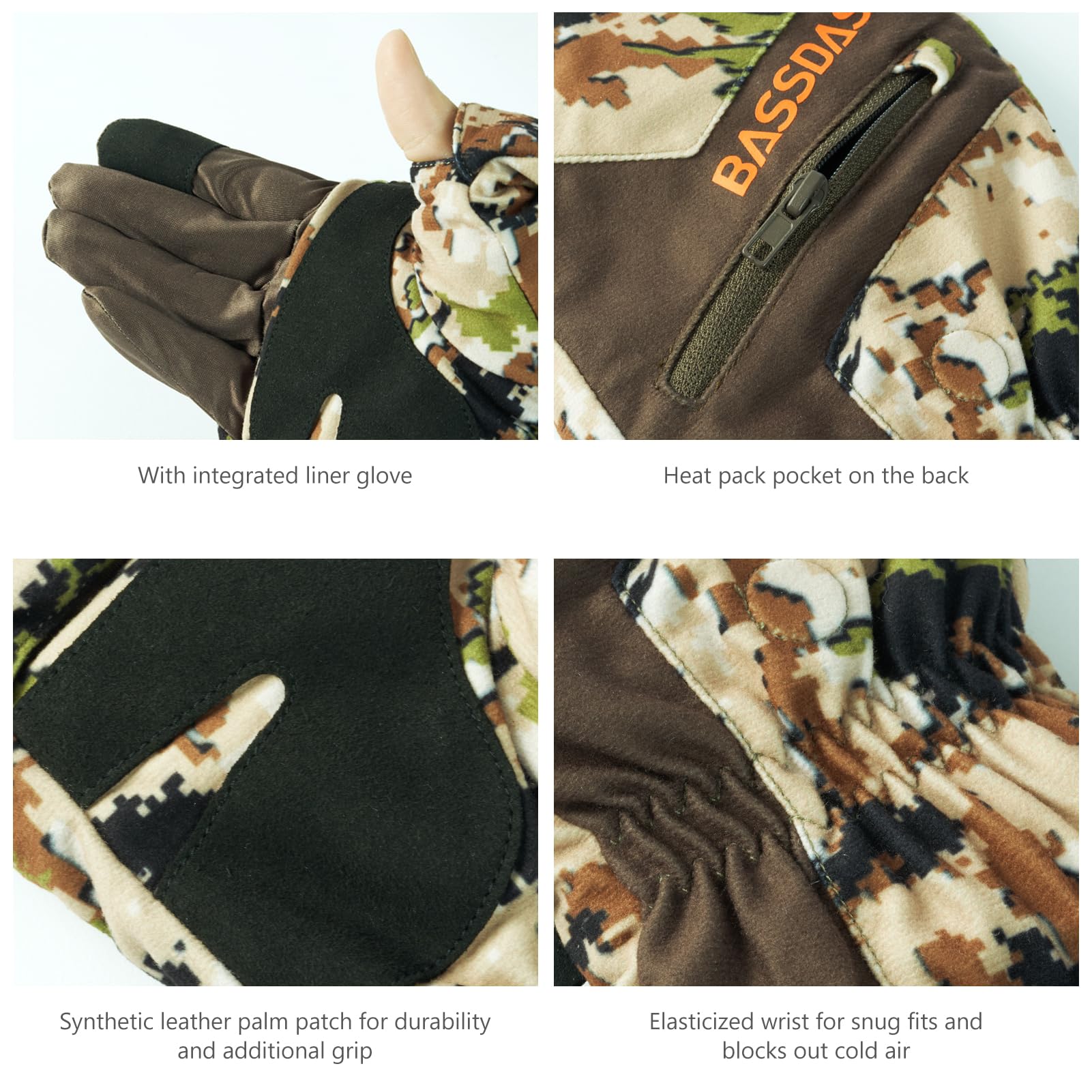 Snapklik.com : Mens Insulated Mittens Winter Camo Hunting Gloves Water ...