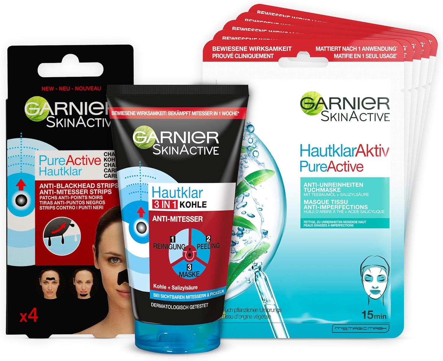 Garnier Facial Care Set Against Blackheads, with 3-in-1 Cleansing ...