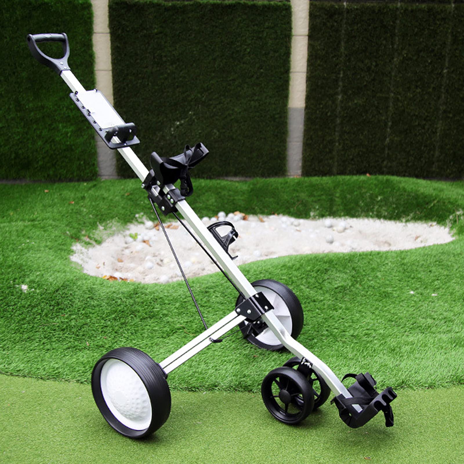NBCDY Push Pull Golf Cart, Golf 2-Wheeled Cart with 360 Rotating Front ...