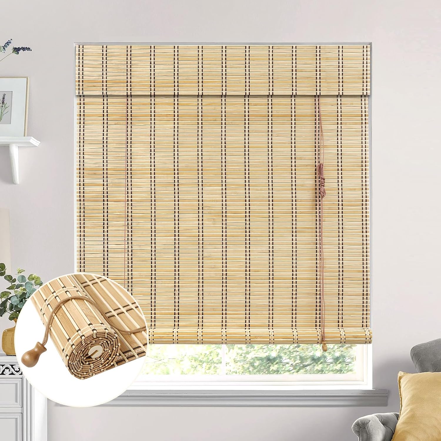 Amazon.com: EVOZEN No Tool No Drill Bamboo Blinds, Bamboo Blinds for ...