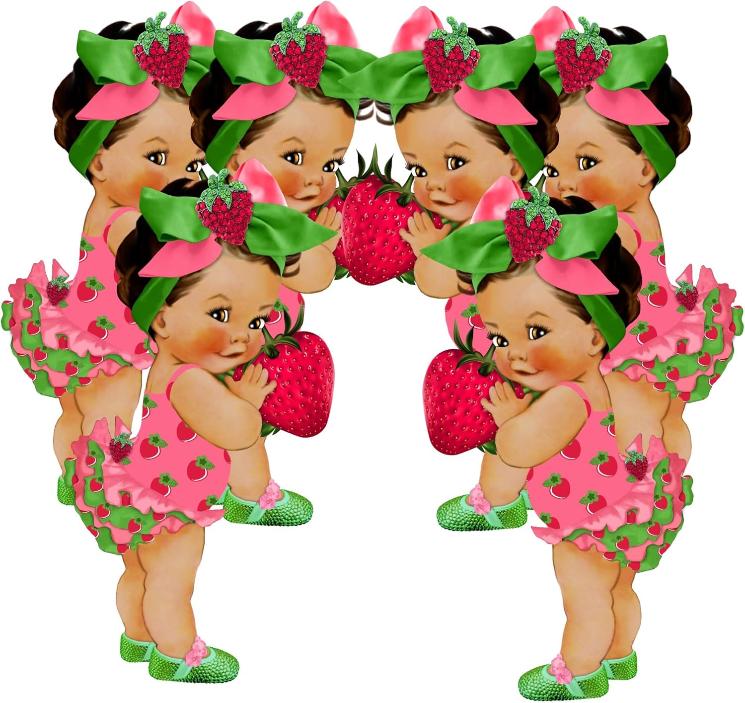 Amazon.com: Brunette Strawberry Girl Paper Cutouts Fruit Theme African ...