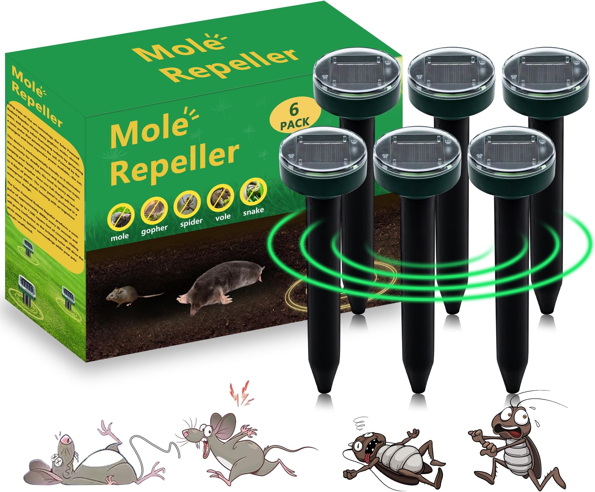 Amazon.com: 8 Pieces Solar Mole Repellent Ultrasonic Insect Repellent ...