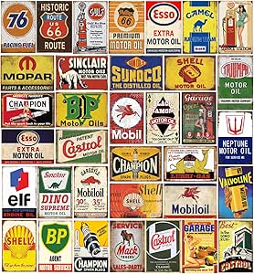 Amazon.com: Reproduced Vintage Tin Sign Pack, Gas Oil Retro Advert Antique Metal Signs for ...