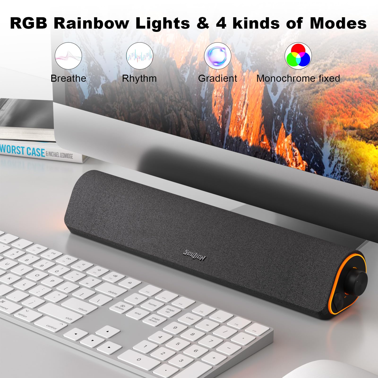 SOULION R50 Bluetooth Computer Speakers, 3.5mm PC Sound Bar for Desktop ...