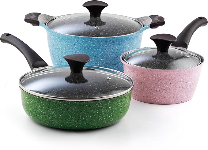 Amazon.com: Cook N Home 6-Piece Nonstick Ceramic Coating Cookware Set ...