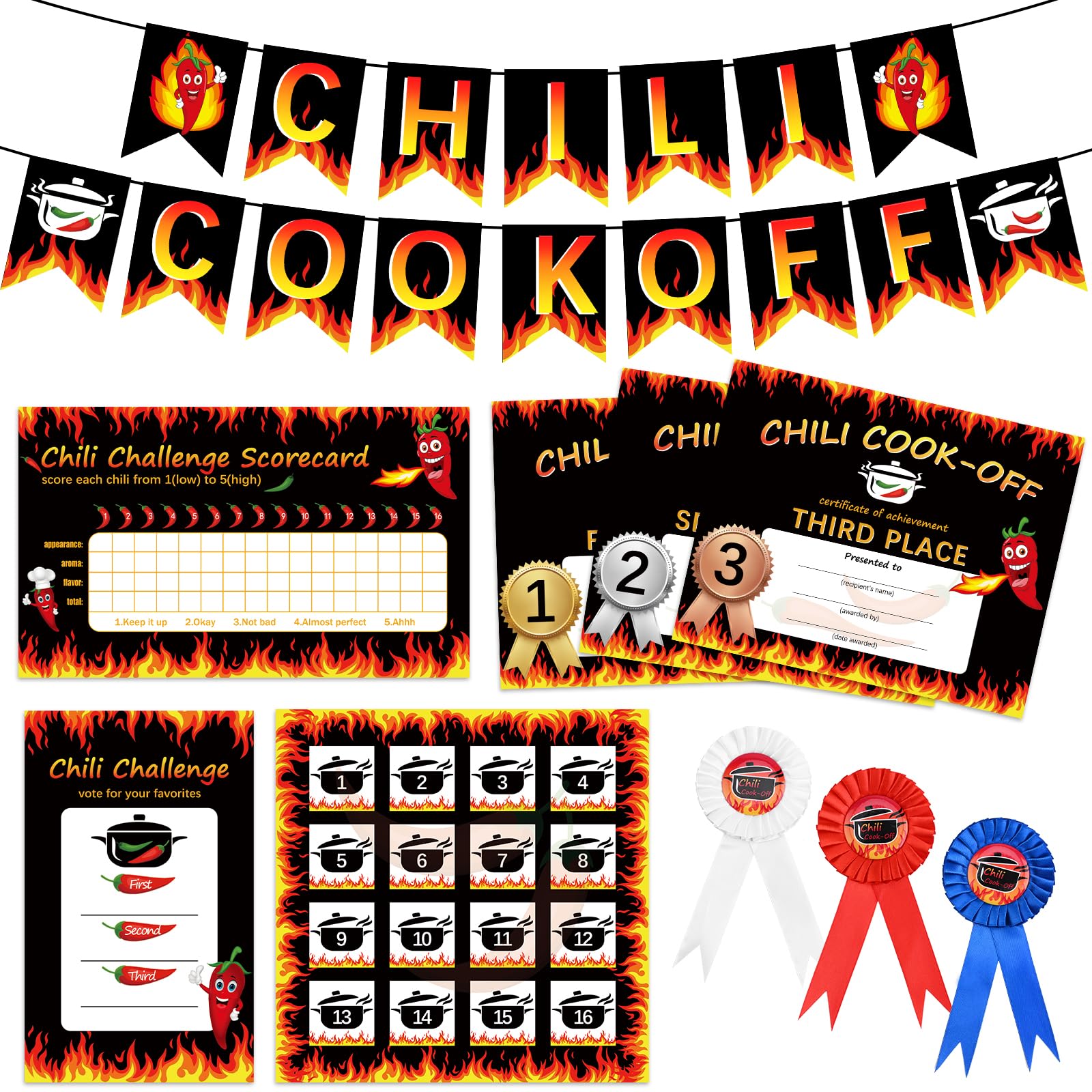 Amazon.com : Chili Cook Off Contest Party Set Include Chili Cook Off ...