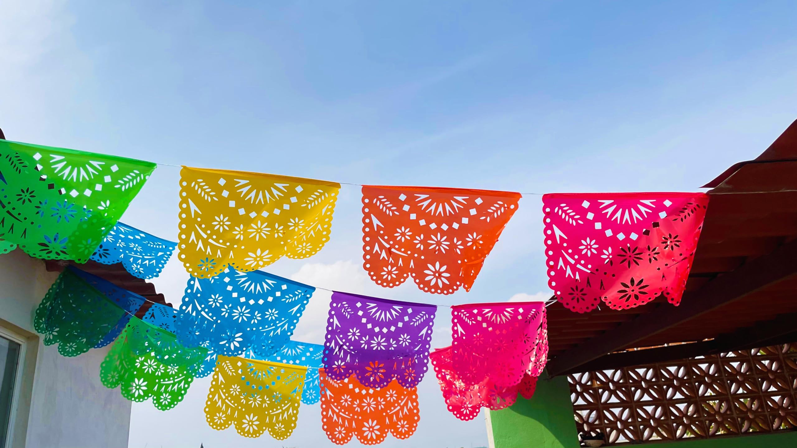Amazon.com: Papel picado Sign (5-Pack, Plastic Floral Design) Mexican ...