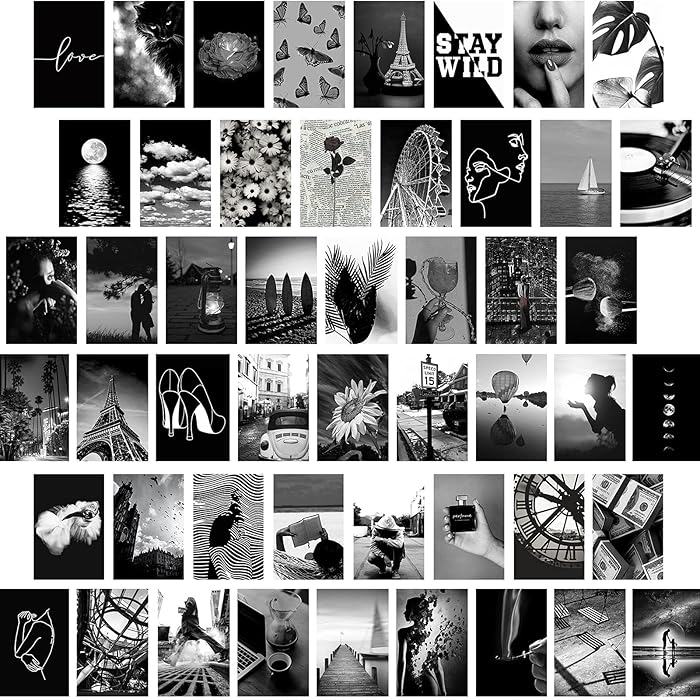 Buy Wall Collage Kit, Black & White Aesthetic Pictures, 50PCS 4x6 Inch ...