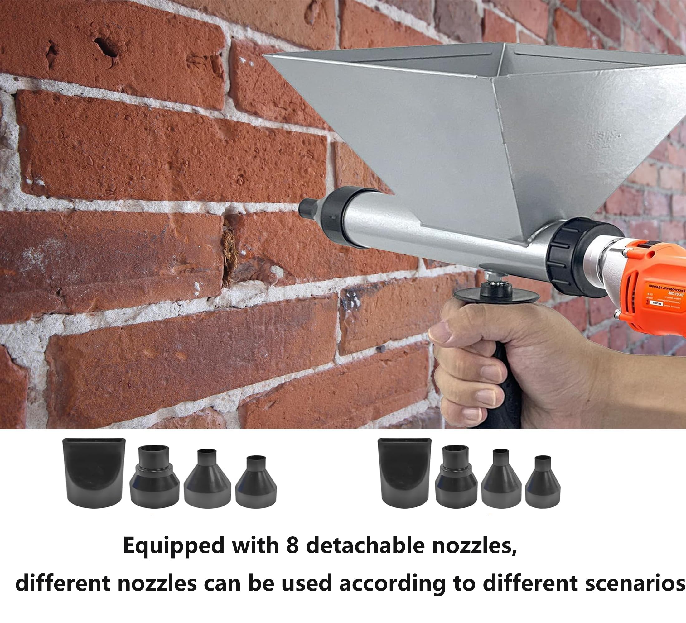 Electric Mortar Grout Gun, Plastic Cement Caulking Gun with 8 Nozzles ...