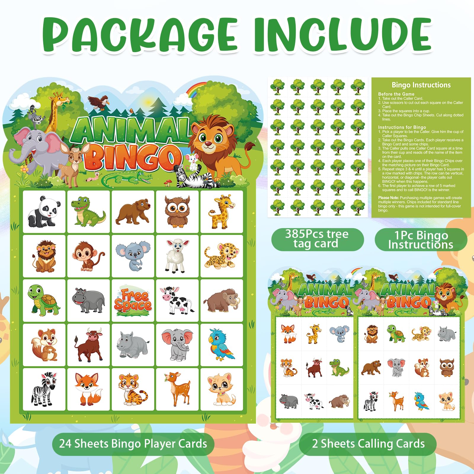 Snapklik.com : Animal Bingo Game For Toddler Adults, 24 Players Jungle ...
