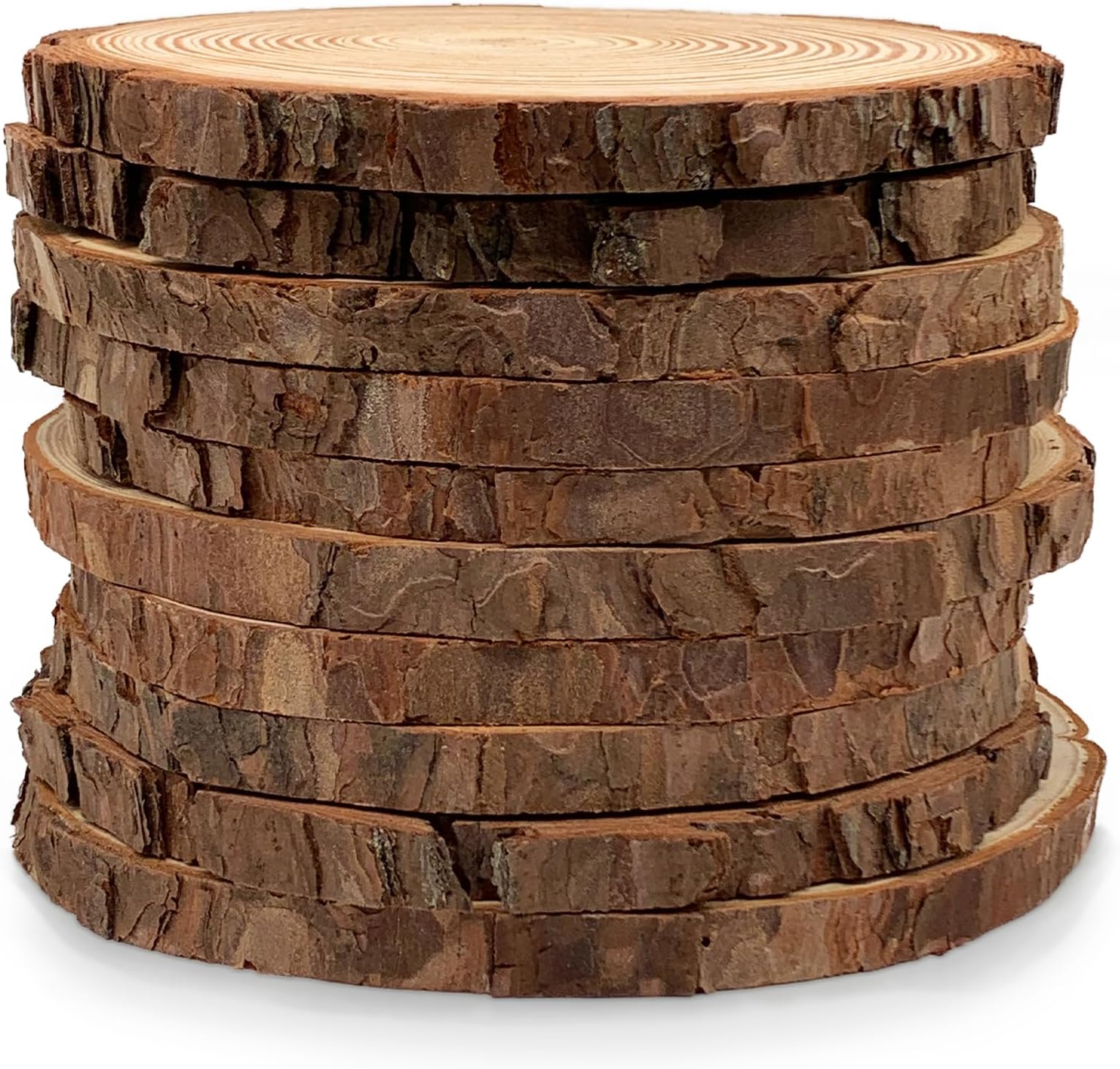 Amazon.com: 5pcs Wood Slices 6-7 inch Unfinished Natural with Tree Bark ...