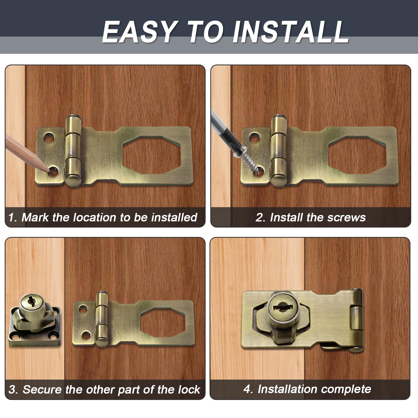Snapklik.com : Kyuionty 2Pcs Keyed Hasp Locks 2.5 Inch Twist Knob Keyed ...