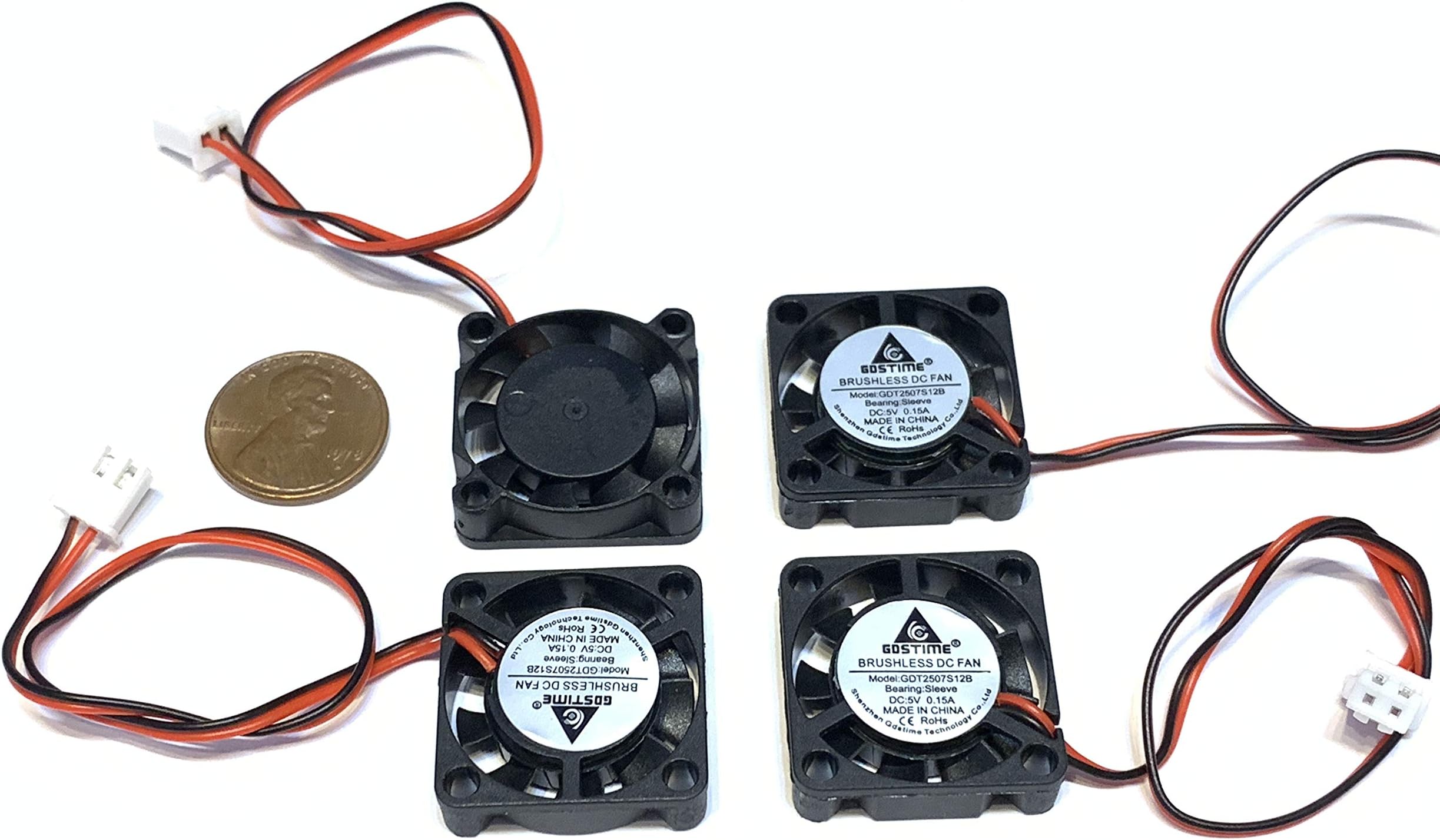 Amazon.com: 4 Pieces 5v Fan mini 25mm x 7mm 2pin 2507 dc mini micro ...