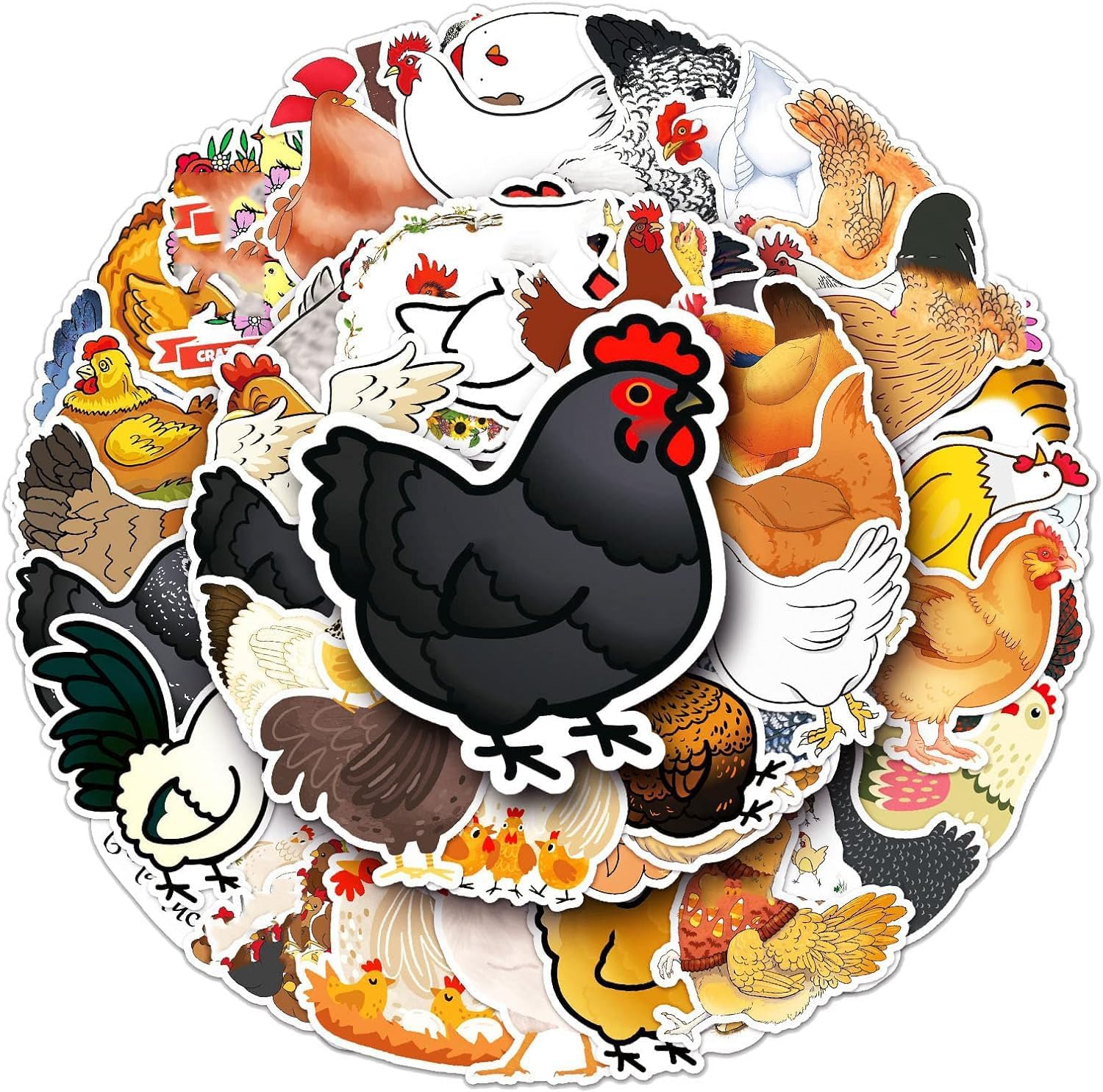 Amazon.com: Thrcat Chickens Stickers 50 Pack Laptop Stickers,Waterproof ...