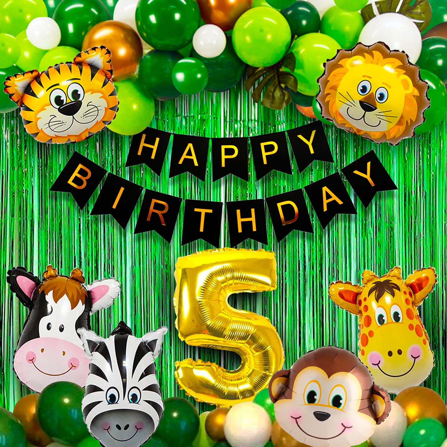 Party Propz 5th Birthday Decoration- 52 Pcs, Jungle Theme Birthday ...