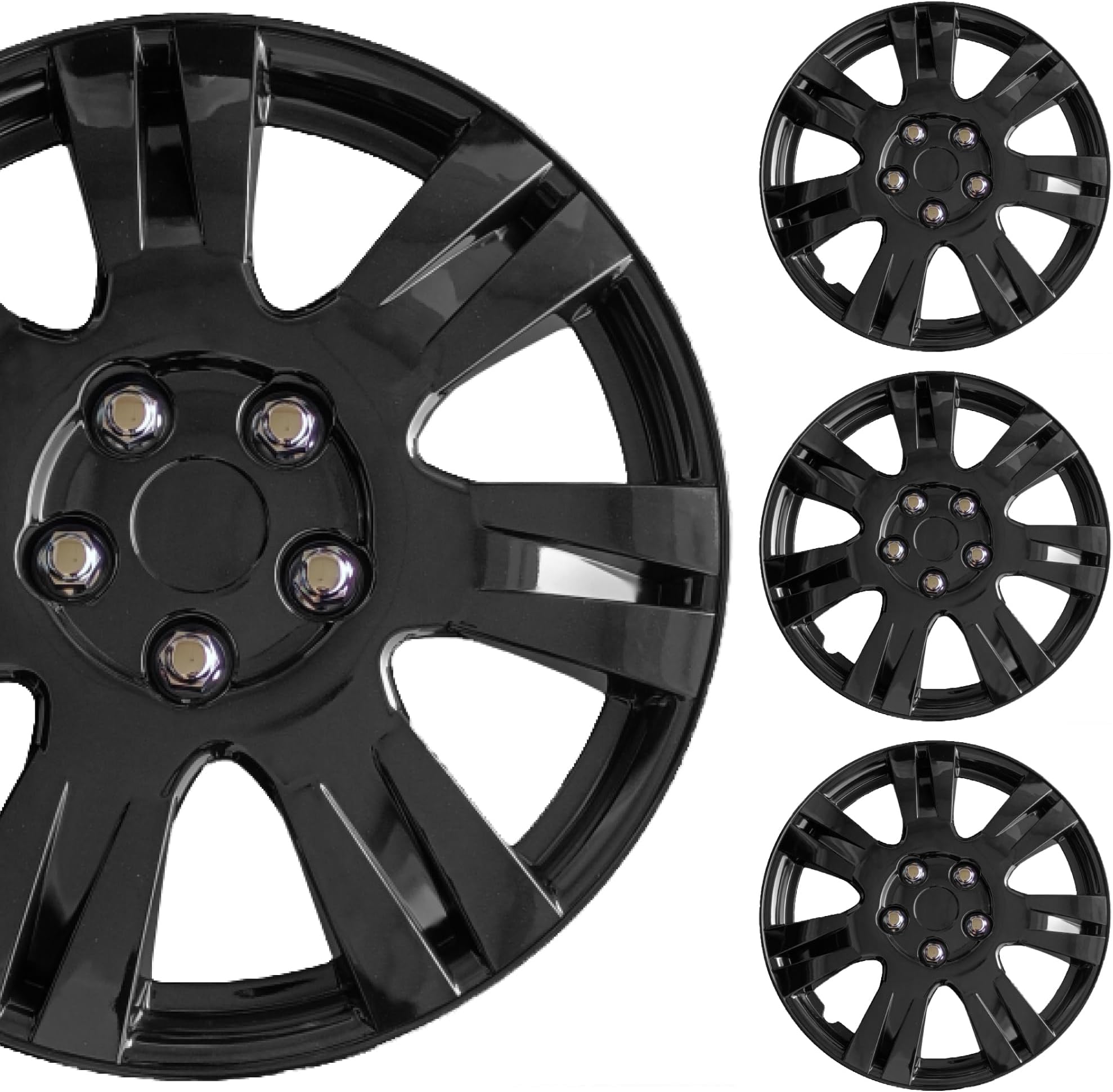 Amazon.com: PACRIM 15" Universal Gloss Black Car Wheel Cover/Hubcap Set ...