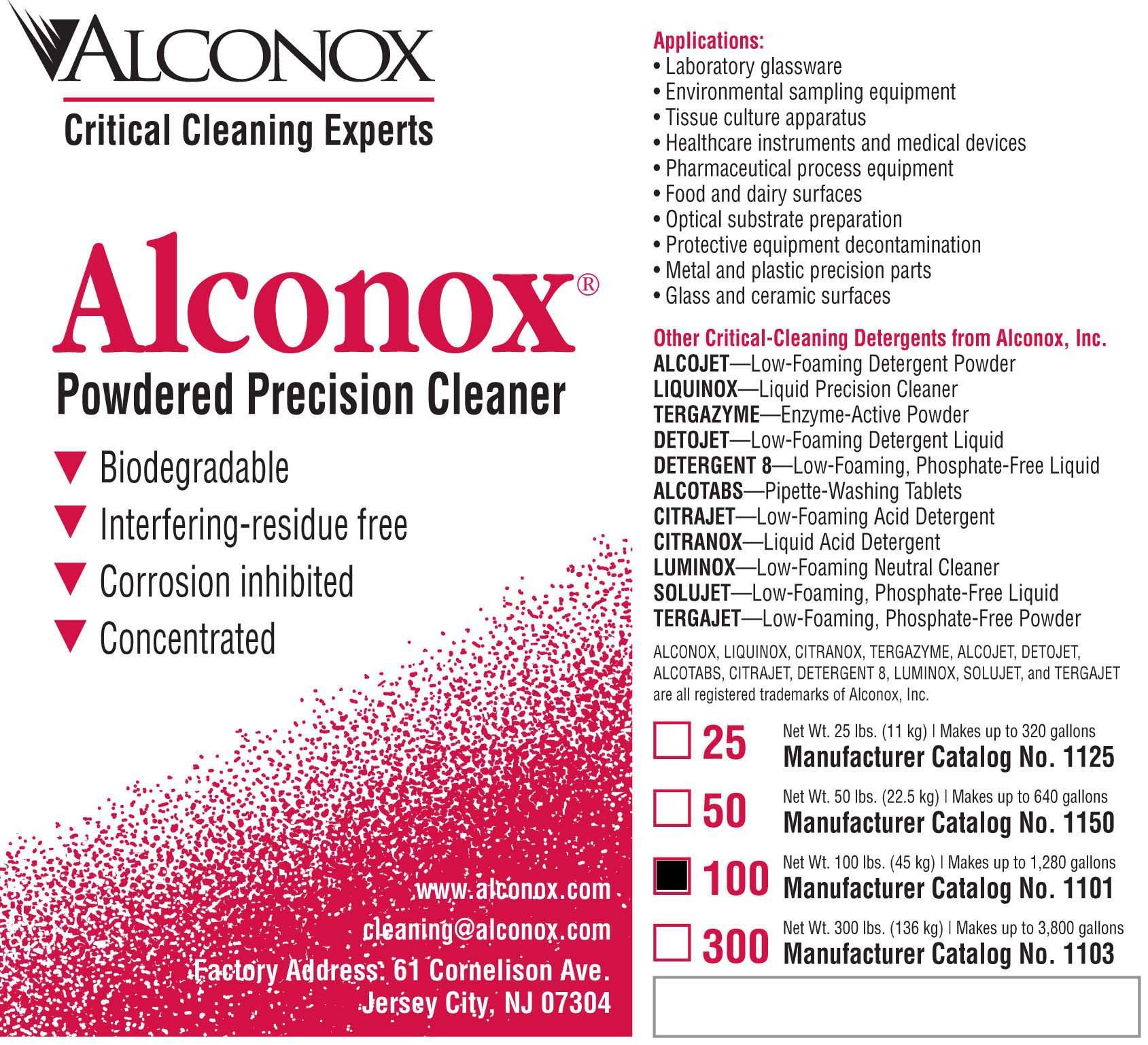 Alconox 1101 Powdered Precision Cleaner, 100 lbs Drum: Science Lab ...