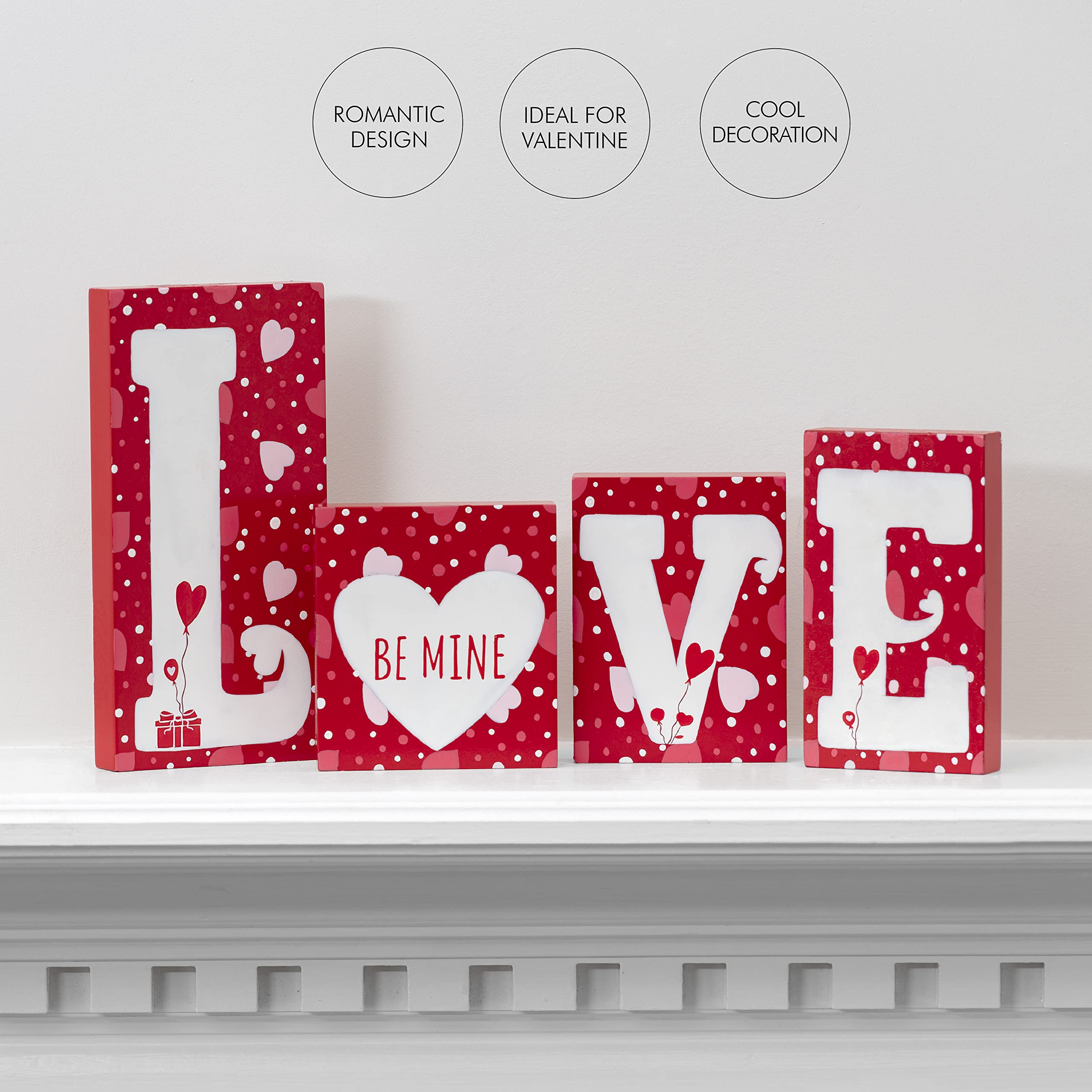 Snapklik.com : Ornativity Red Wooden Love Blocks - Valentines Day ...