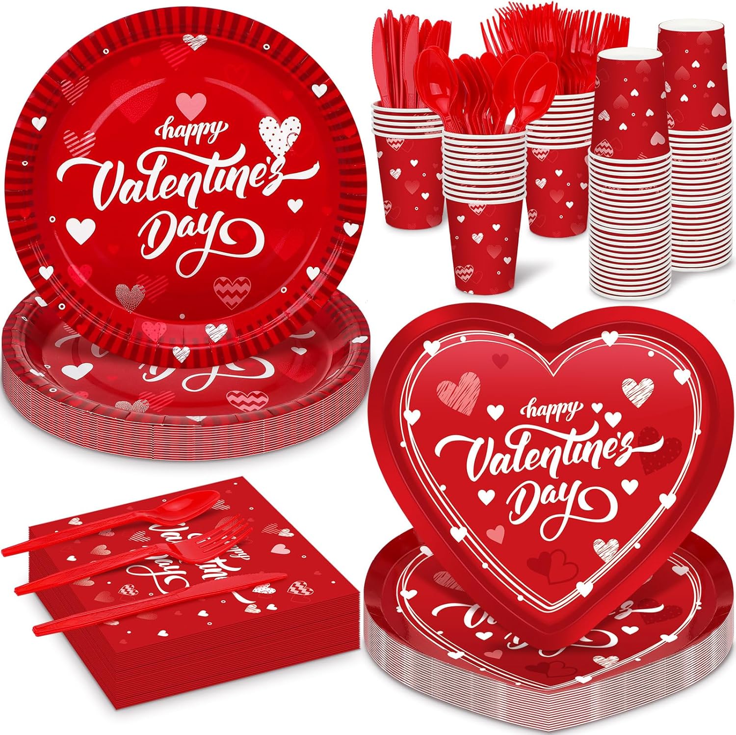 Amazon.com: SiliFine 175 Pcs Valentine's Day Plates and Napkins ...