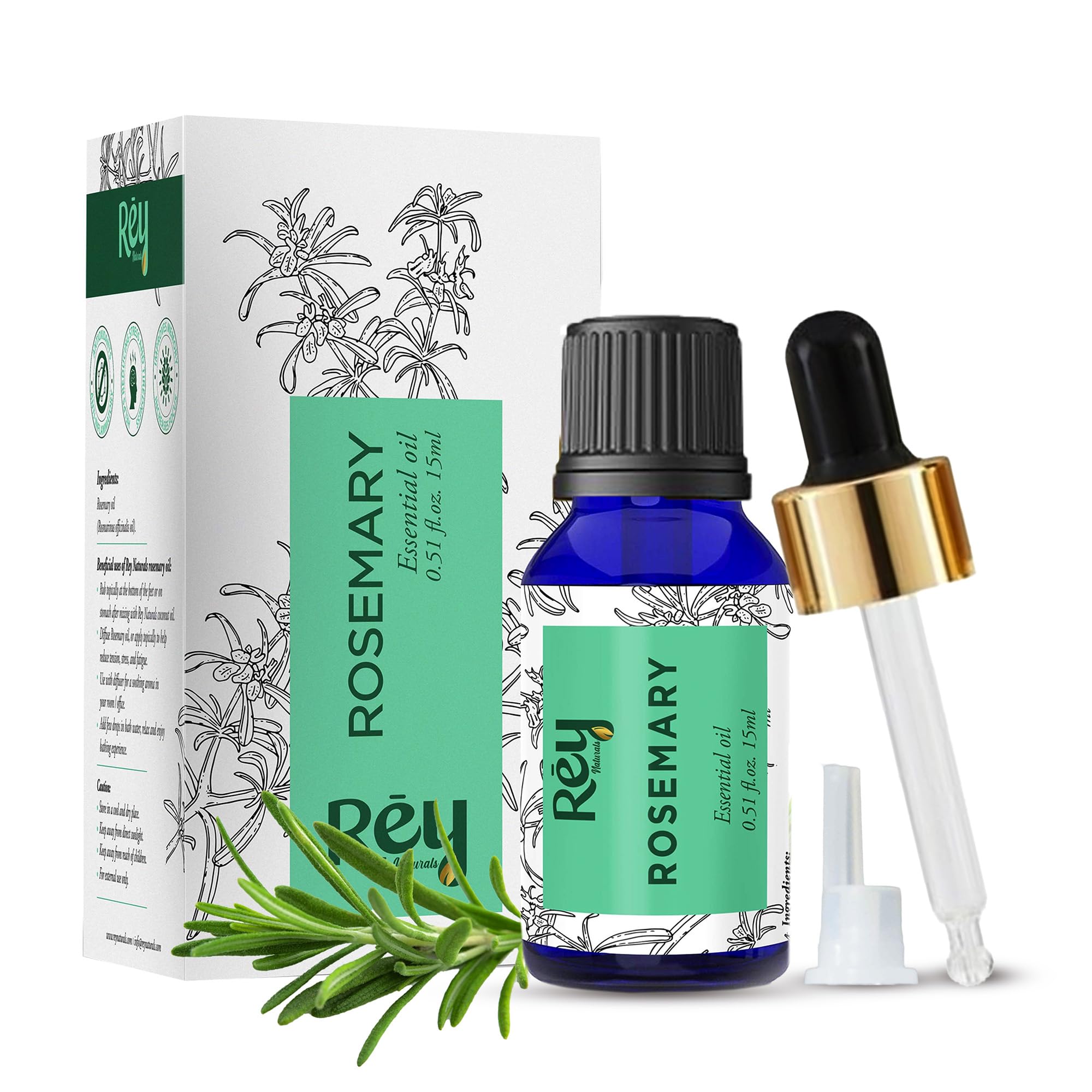 Buy Rey Naturals Rosemary Essential Oil | Rosemary Oil for Hair Growth ...