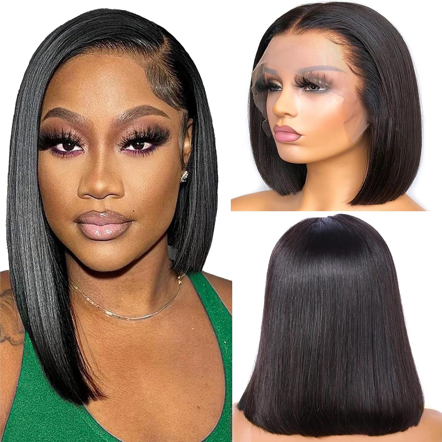 Amazon.com: CHADWK Bob Wig Human Hair 180% Density Full 13x4 Lace Front ...