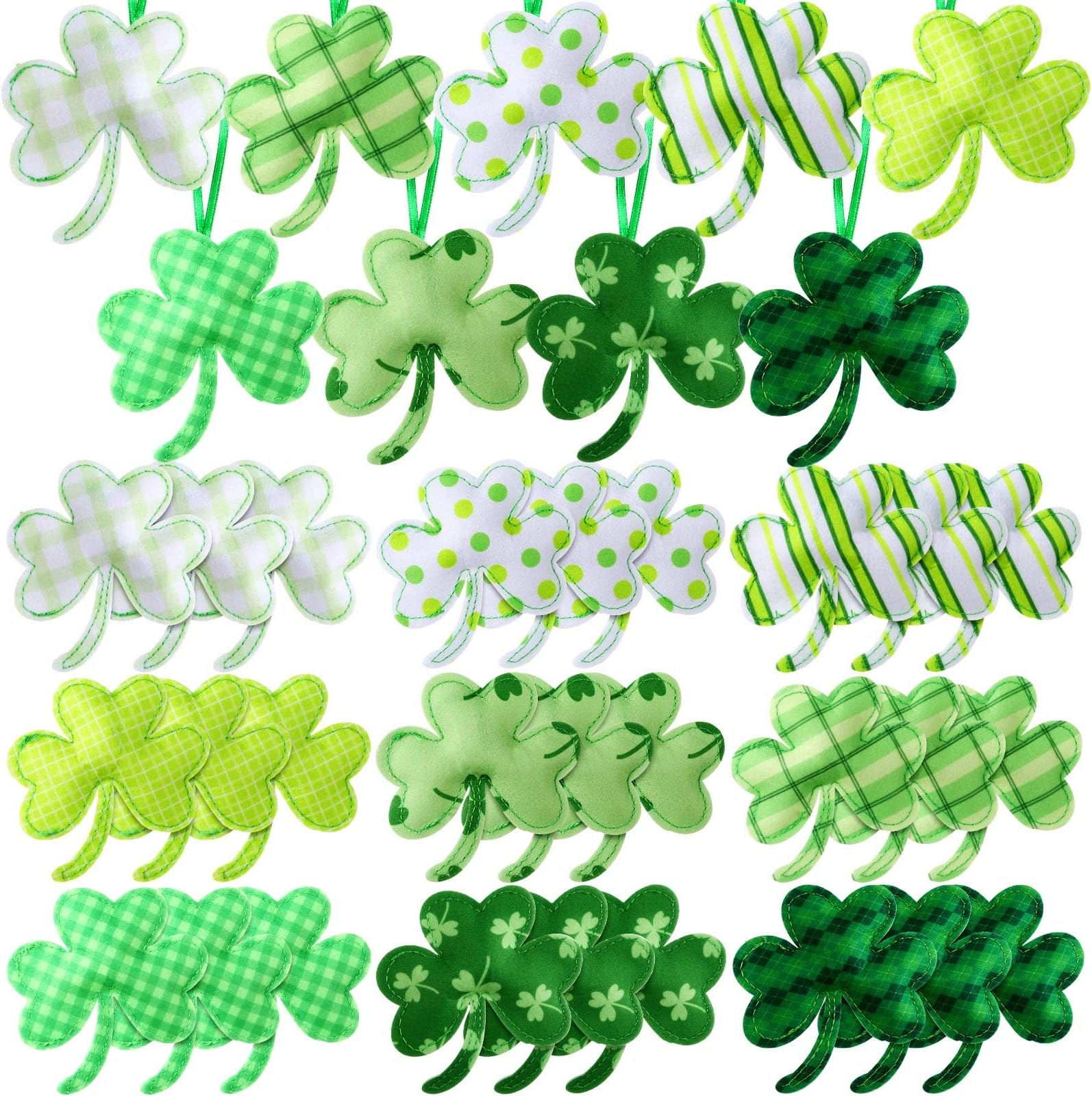 Amazon.com: 24 Pieces Shamrocks Ornaments Shamrock Tree Green Ornaments ...