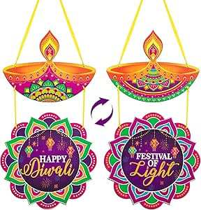 Amazon.com: Happy Diwali Decoration Wood Diwali Door Wreath for Front ...