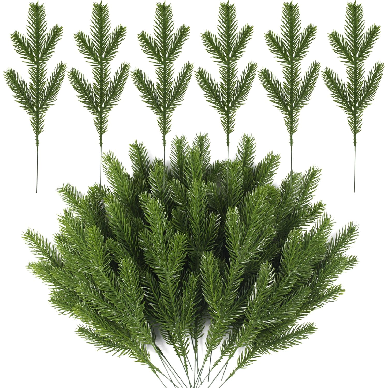 Amazon.com: Artificial Pine Branches, 60 Pcs Christmas Greenery Stems ...