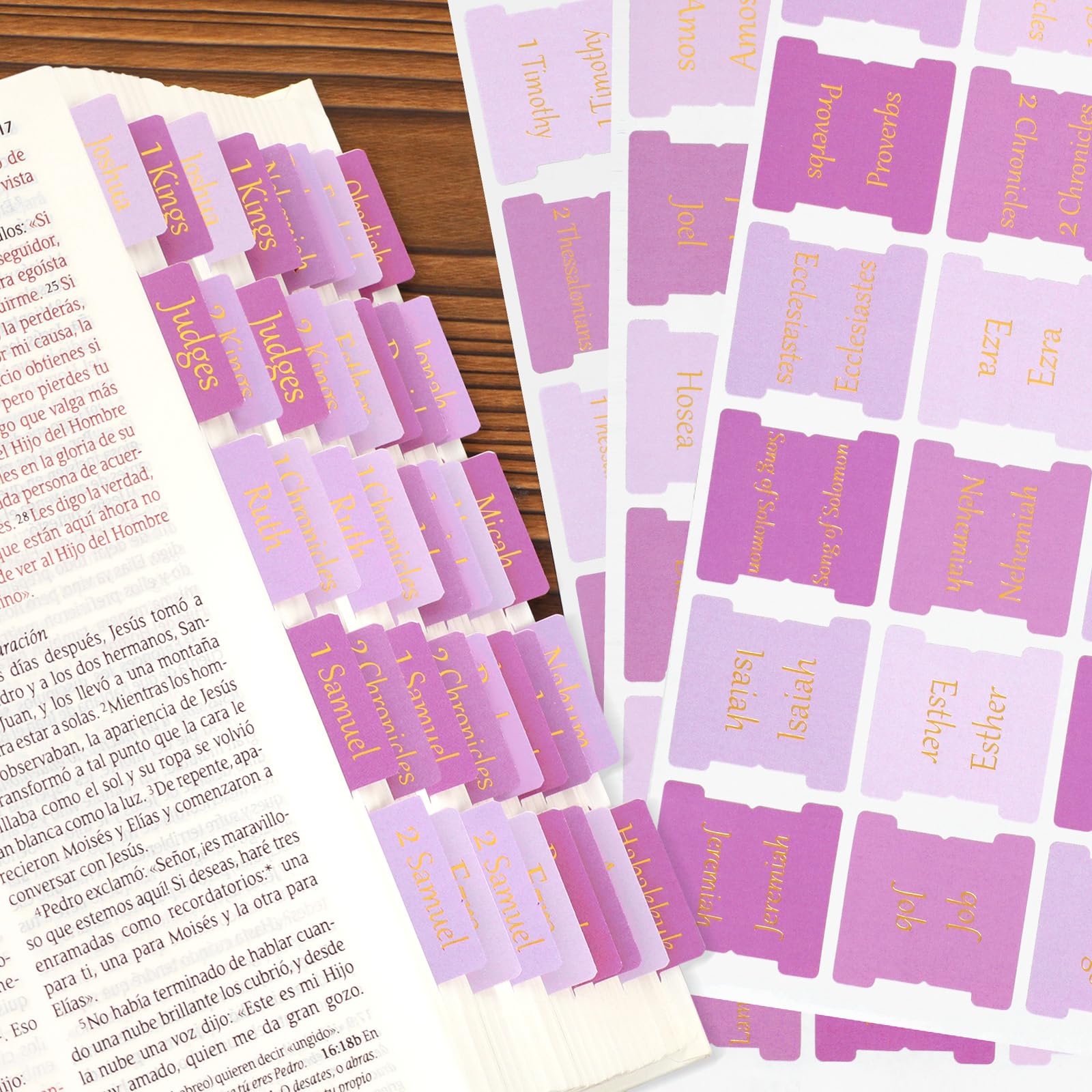 Snapklik.com : 96 Pieces Bible Tabs, Purple Bible Tabs For Women Gold ...