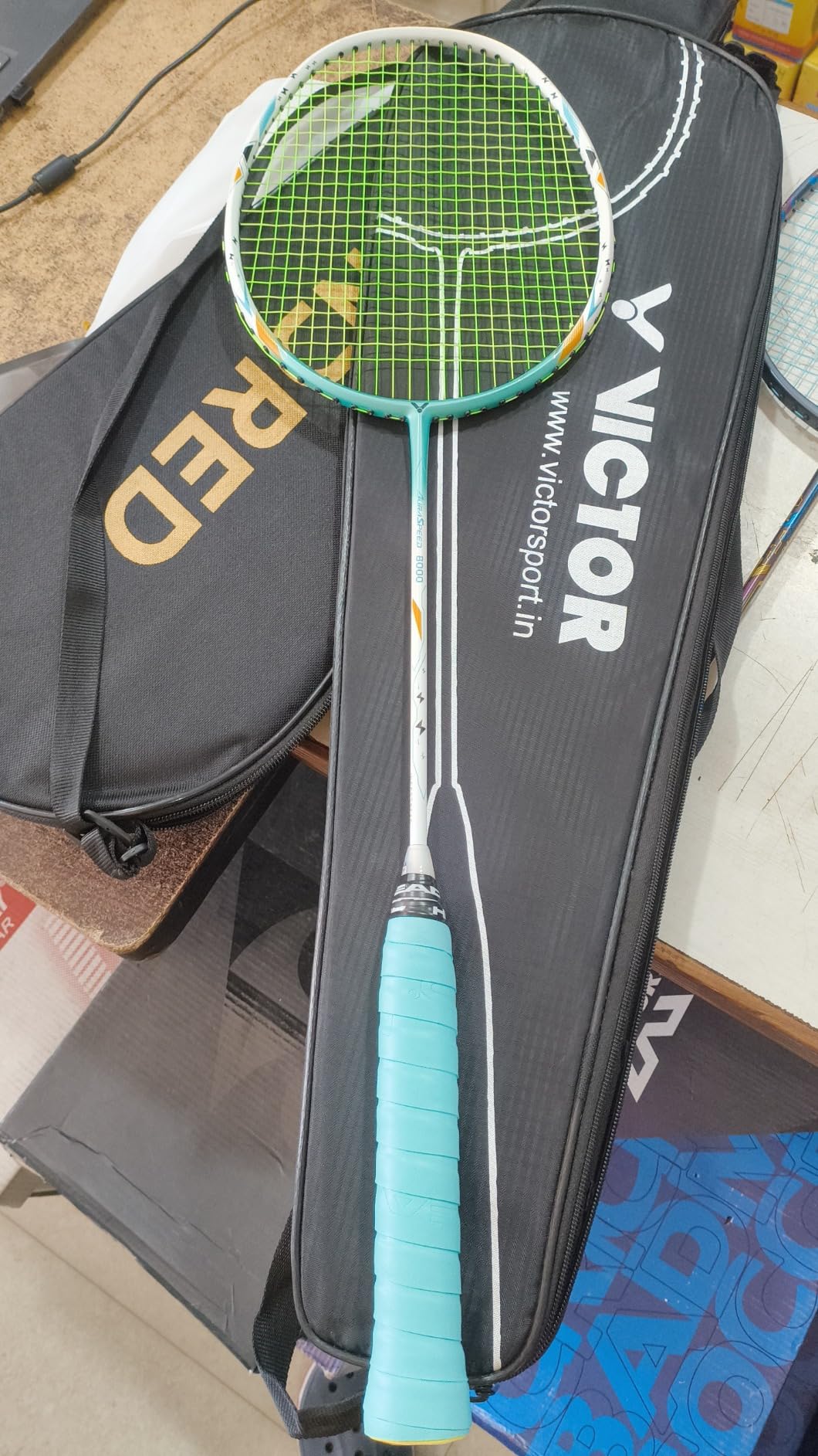 Buy Victor ARS-8000-R-5U Auraspeed Series Strung Badminton Racket ...