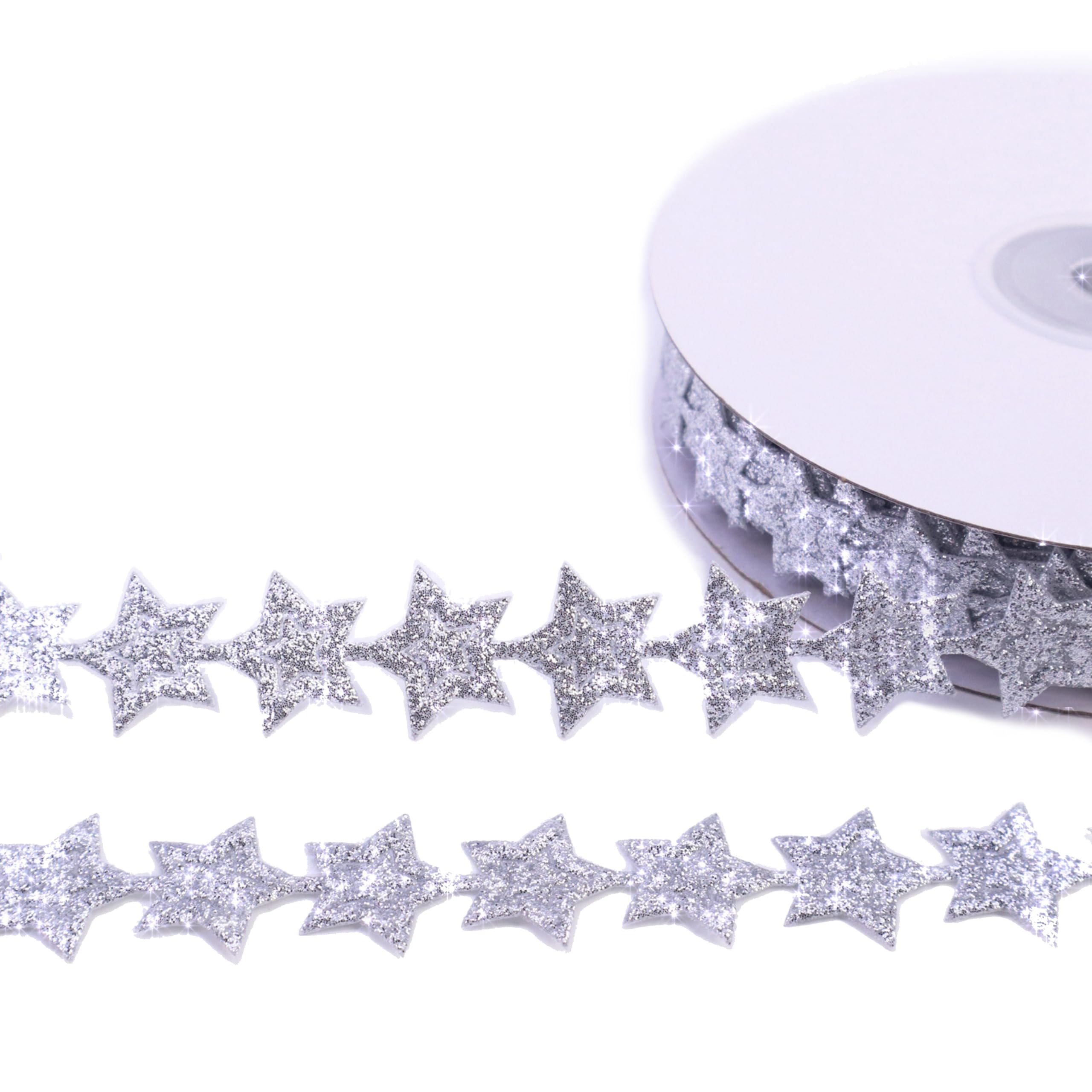 Amazon.com: Glitter Star Ribbon Silvery Sparkly Star Ribbon Trim for ...
