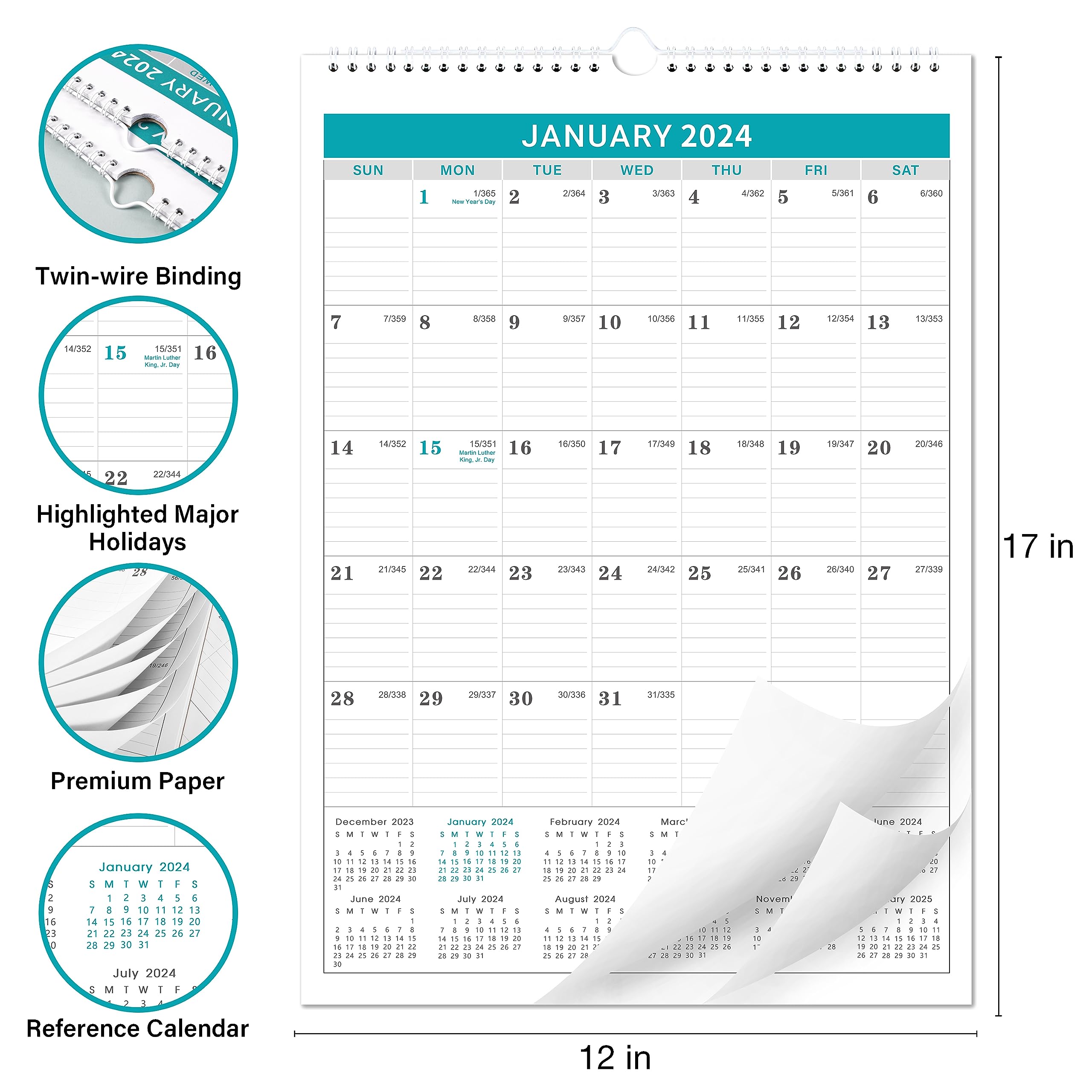 Snapklik.com : Calendar 2024-12 Monthly Wall Calendar 2024 From January ...