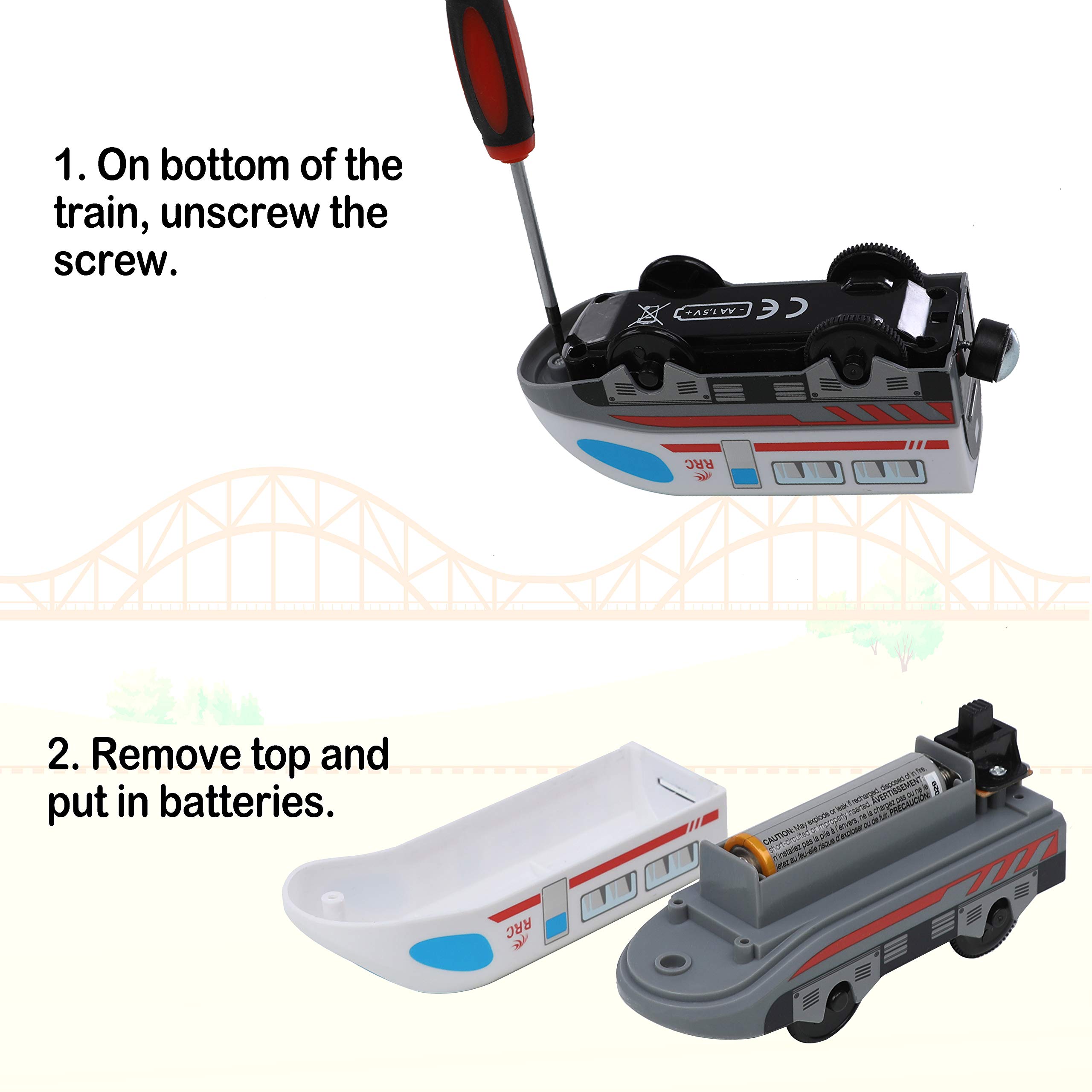 On Track USA Wooden Trains Set Motorized Action Trains, 9 Piece Battery ...