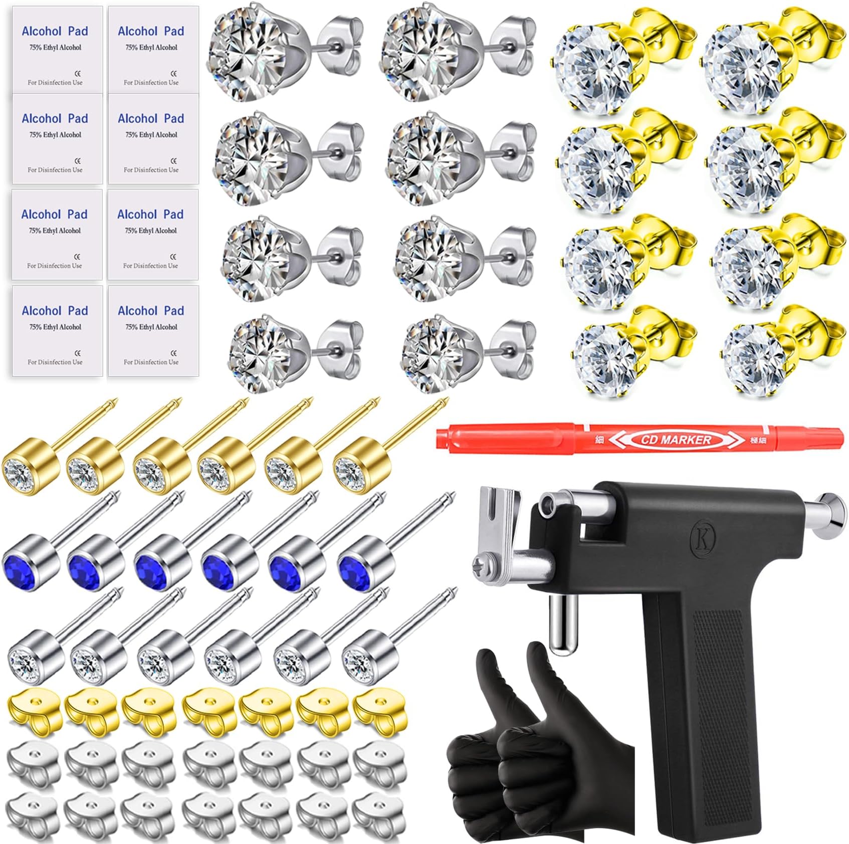 Amazon.com: Professional Ear Piercing Gun Tool Set, Reusable Ear ...